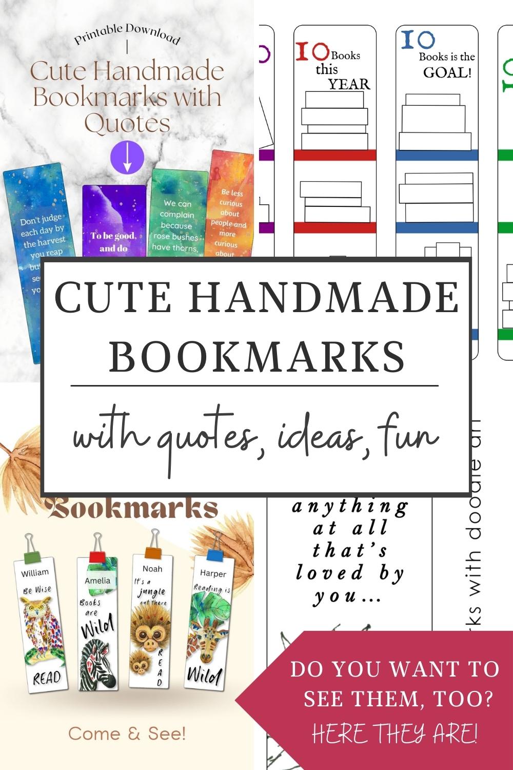 DIY Cute Handmade Bookmarks with Quotes, Animals, Sewing Fun + Free ...